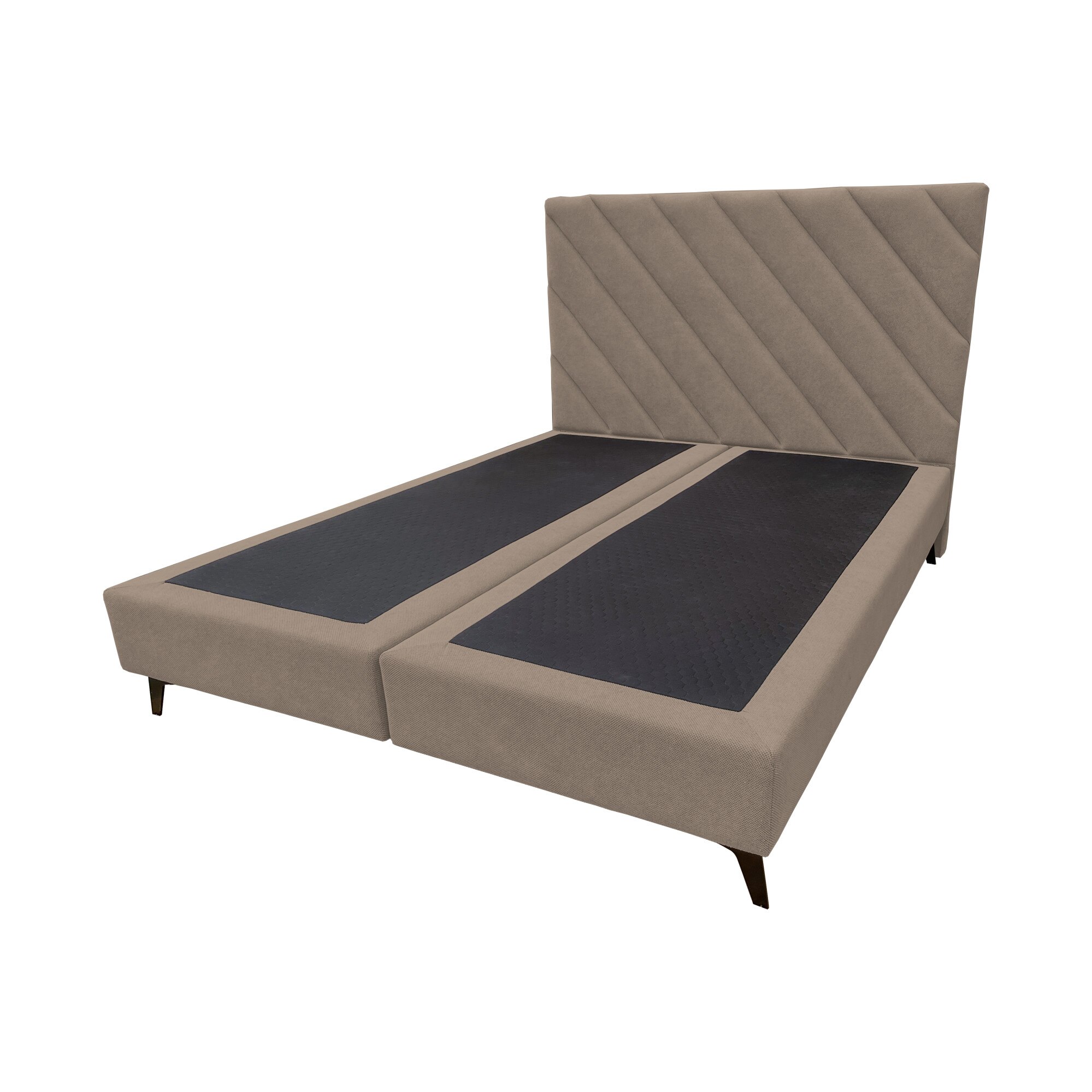 Pat tapitat Boxspring, Curio, crem inchis, C11, 160x200 cm - eMAG.ro