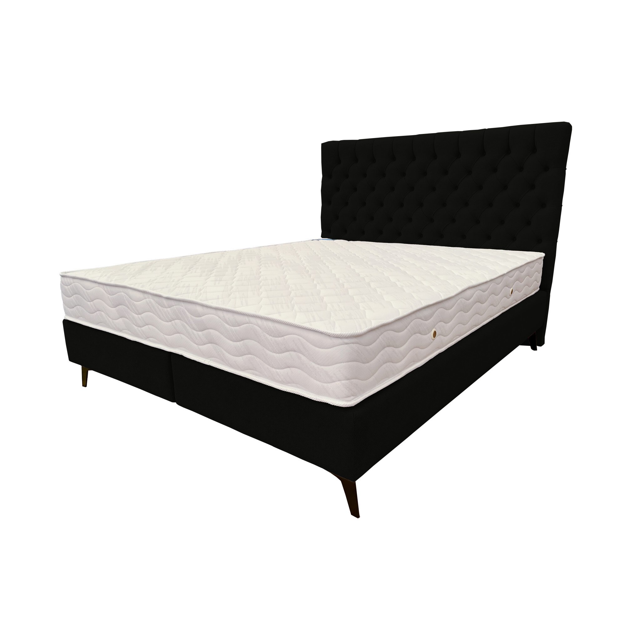Pat tapitat Boxspring, Laszlo, Negru, C99, 160x200 cm - eMAG.ro