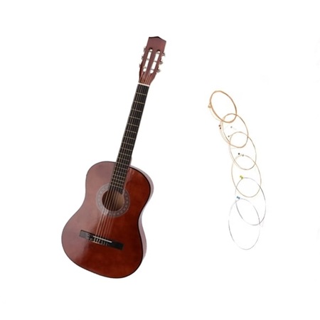 Chitara clasica din lemn IdeallStore®, Classic Sound, marime 4/4, maro, 95 cm, corzi incluse ...