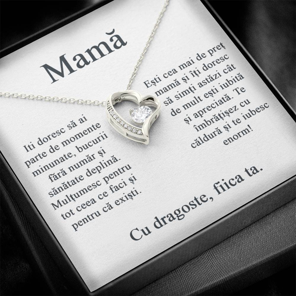 Colier "Inima", Lant si Pandantiv din Argint, Placat cu Aur 14k, Mesaj ...