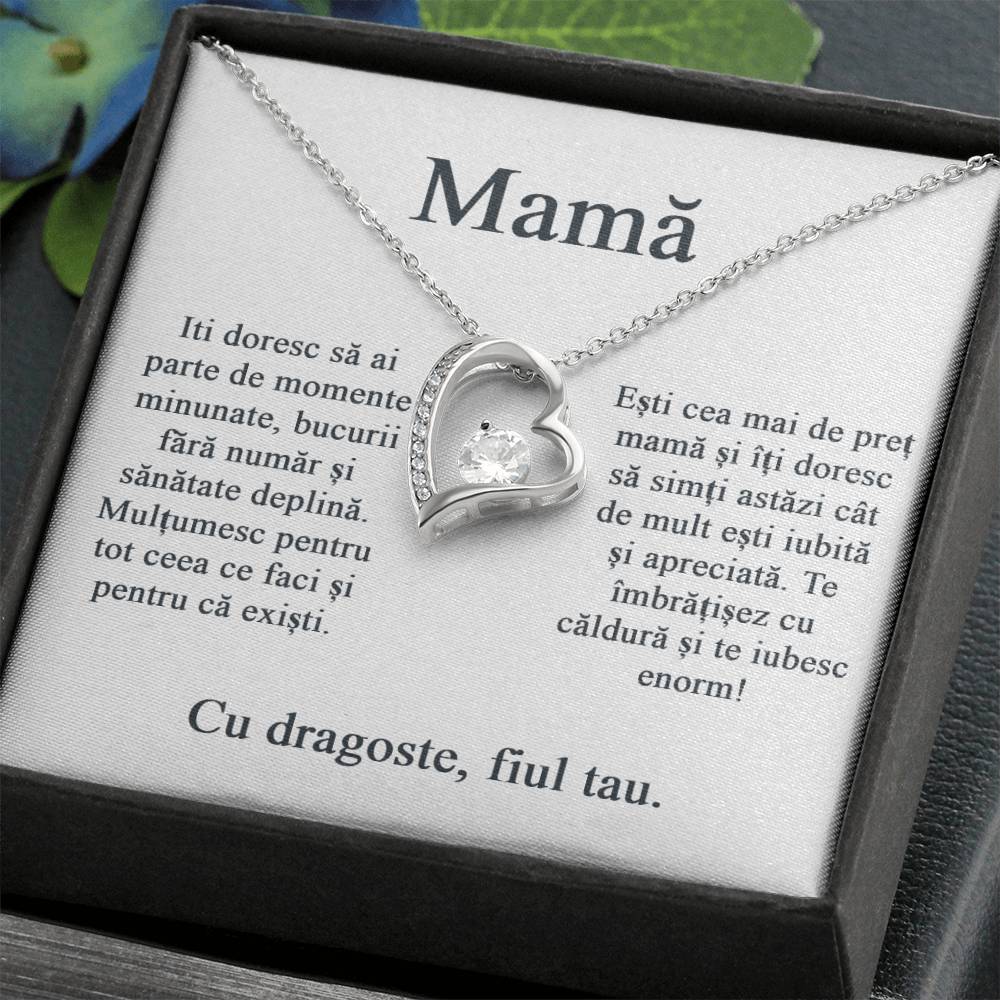 Colier din Argint pentru Mama, Placat cu Aur 14k, cu Mesaj Emotionant ...