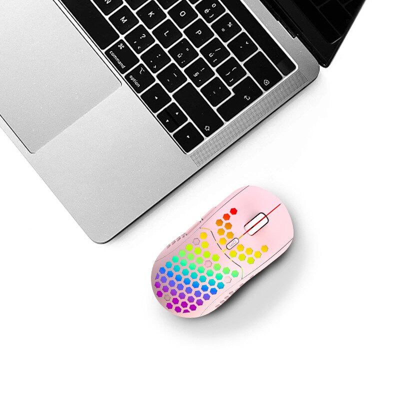 Mouse gaming Wireless, Iblancod BL110, 3200 dpi, 6 butoane, RGB, Roz ...