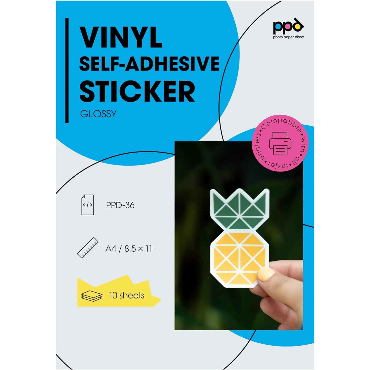 Set 10 foi autocolante premium A4 lucioase, pentru stickere cu adeziv ...