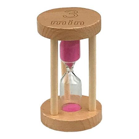 Clepsidra din lemn cu scris 3 minute, 5x9 cm, maro-roz - eMAG.ro