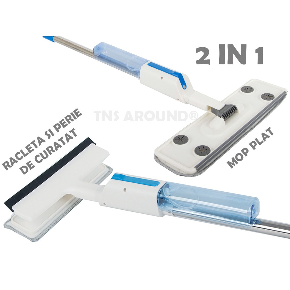 Set Mop 2in1 TNS®, Racleta pentru Geamuri, 3x Rezerve pentru Mop ...