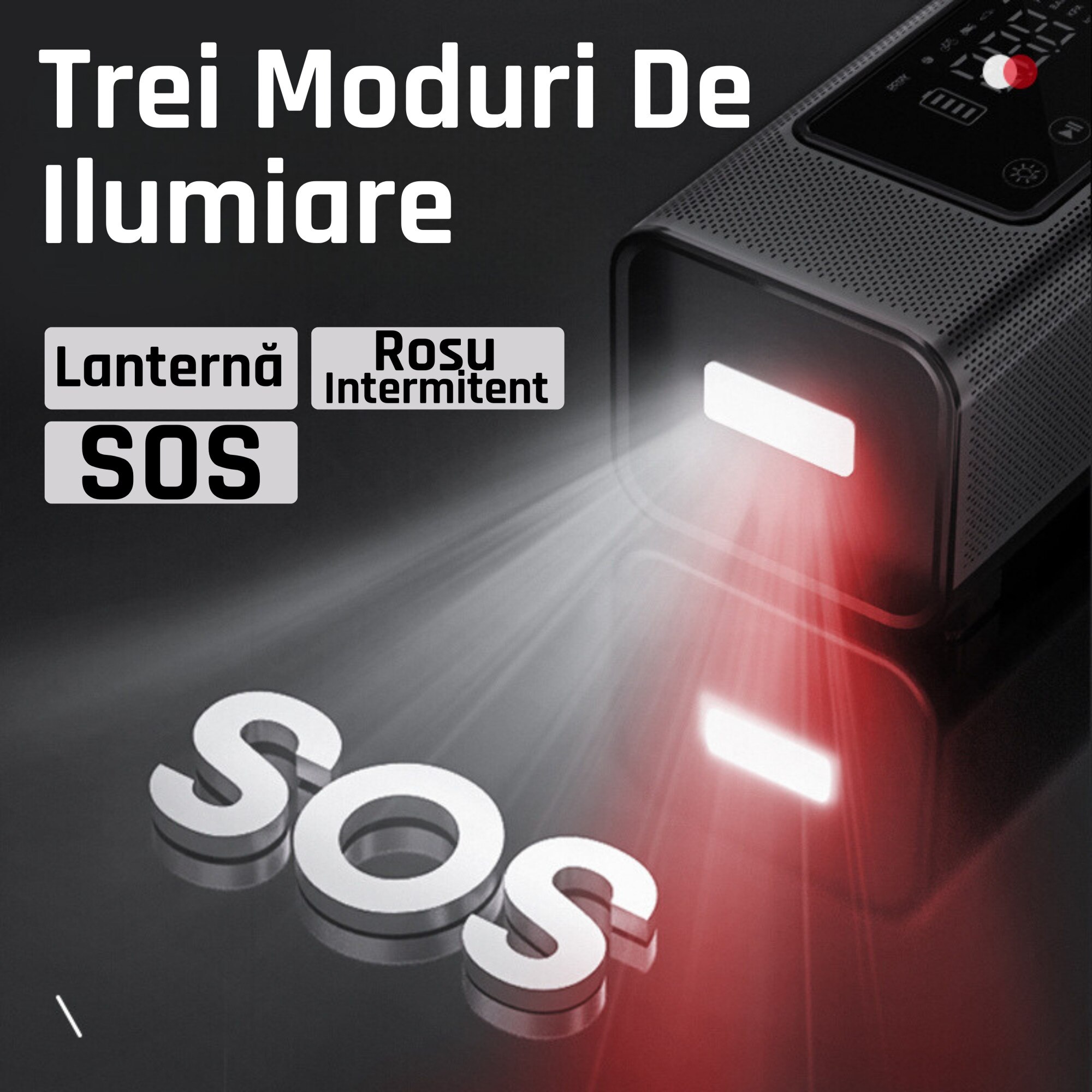 Compresor auto portabil cu acumulator, Pompa cu 2 cilindri de umflat ...