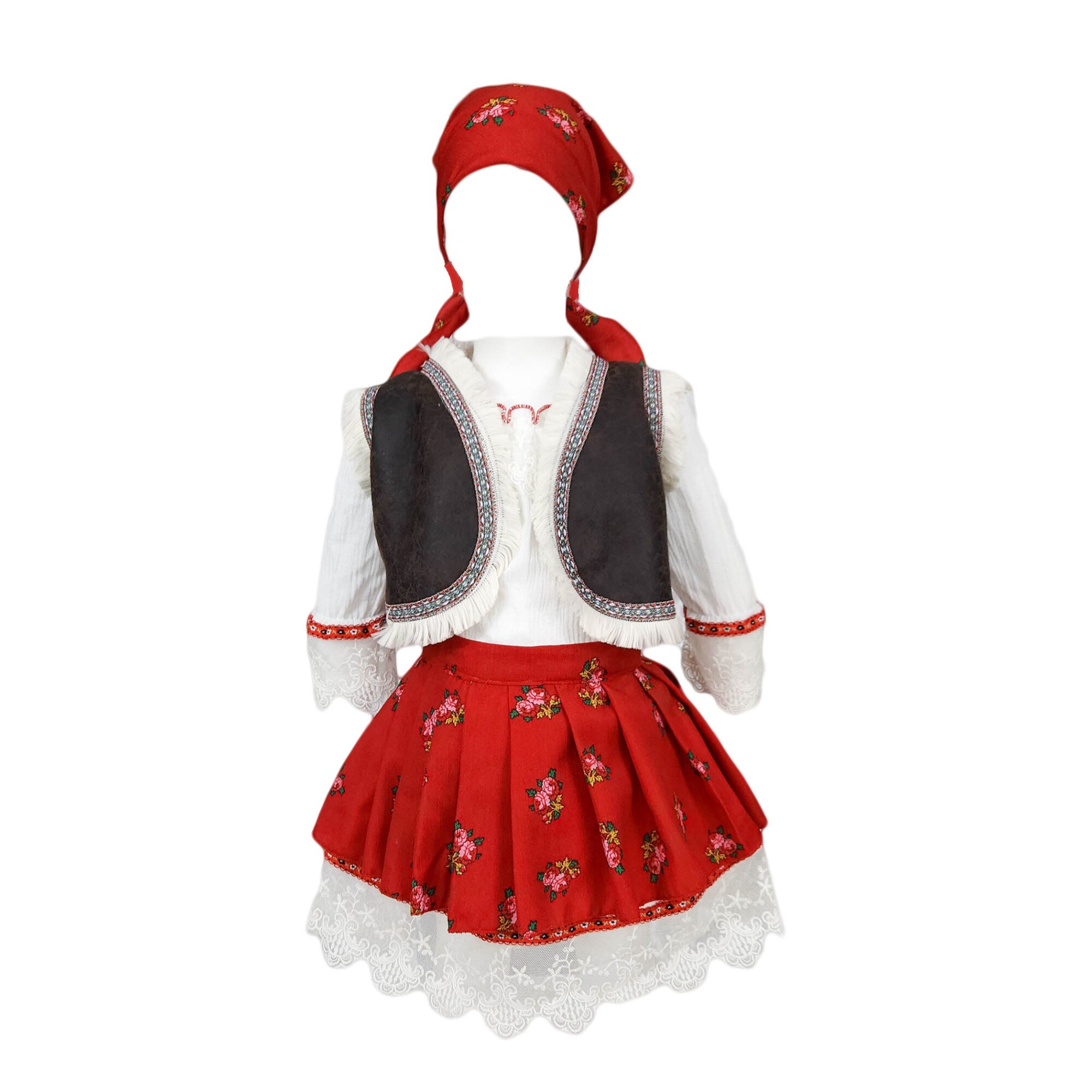 Rochie botez traditionala 4 piese, model Ioana, culoare alba, varsta 3 ...