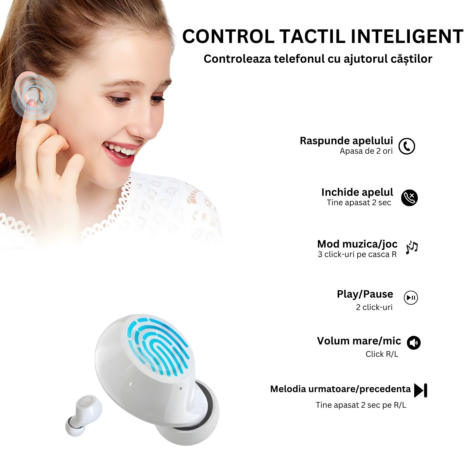 Casti Wireless Bluetooth Pentru Copii si Adulti Infiniteea™, Fara Fir ...