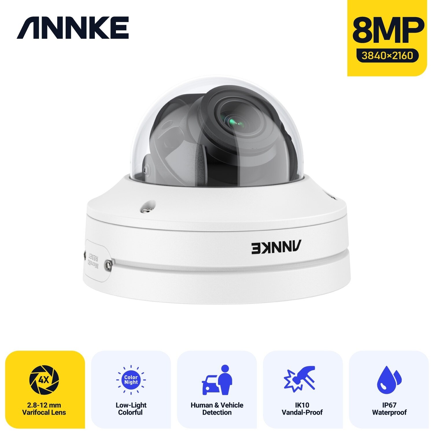 Камера за наблюдение, Annke, CMOS сензор, H.265+, 8MP, Zoom 4X, IP67, 1 ...