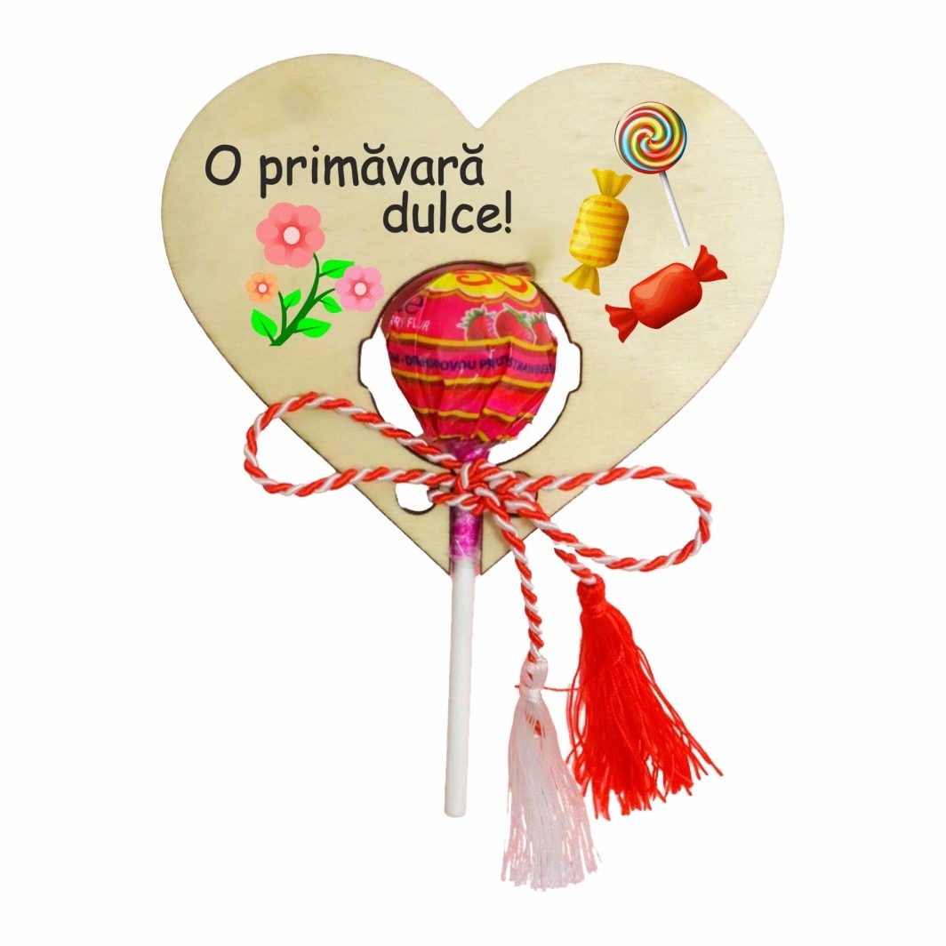 Martisor, Baza acadea, Inima, Lemn, 10×8 cm, Primavara, BBUV002 - eMAG.ro