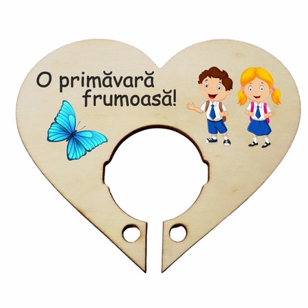 Martisor, Baza acadea, Inima, Lemn, 10×8 cm, Primavara, BBUV008 - eMAG.ro
