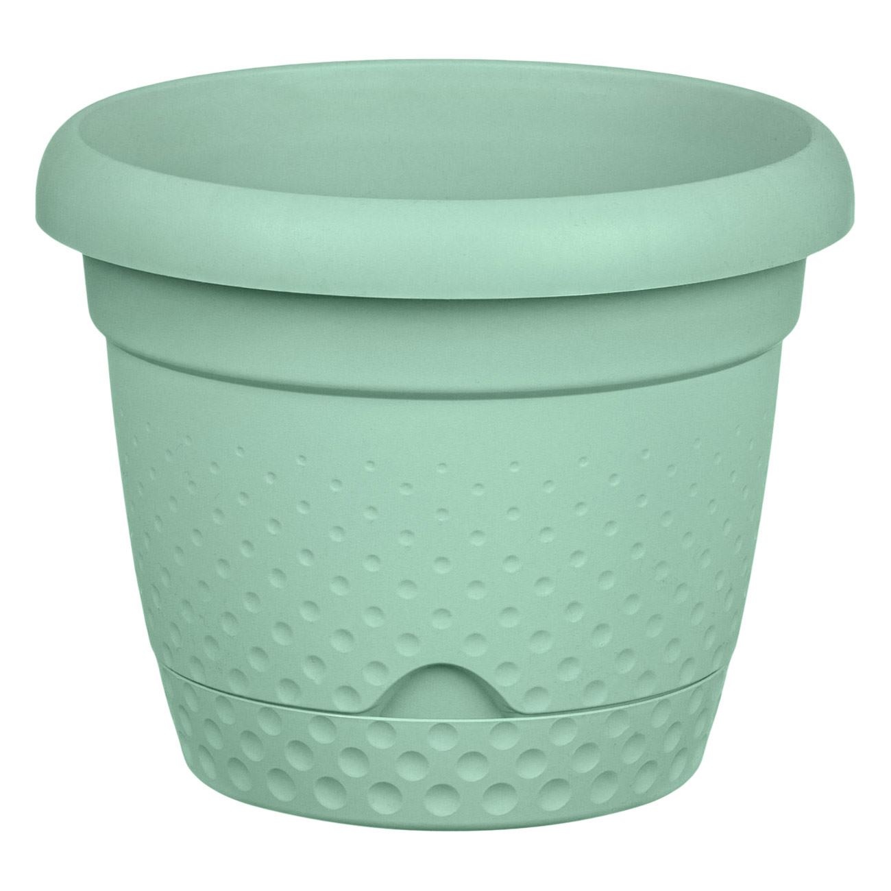 Ghiveci pentru flori din plastic verde menta cu farfurie incorporata si ...