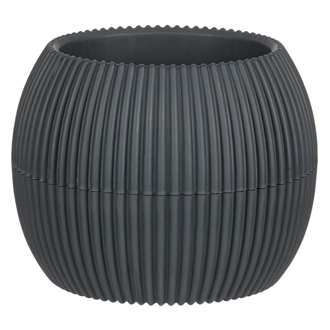 Ghiveci Flori cu Farfurie Incorporata si Design Sferic, Antracit ...