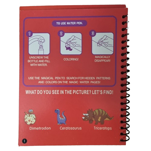 Carte de colorat cu marker, Magic Water, Model dinozauri - eMAG.ro