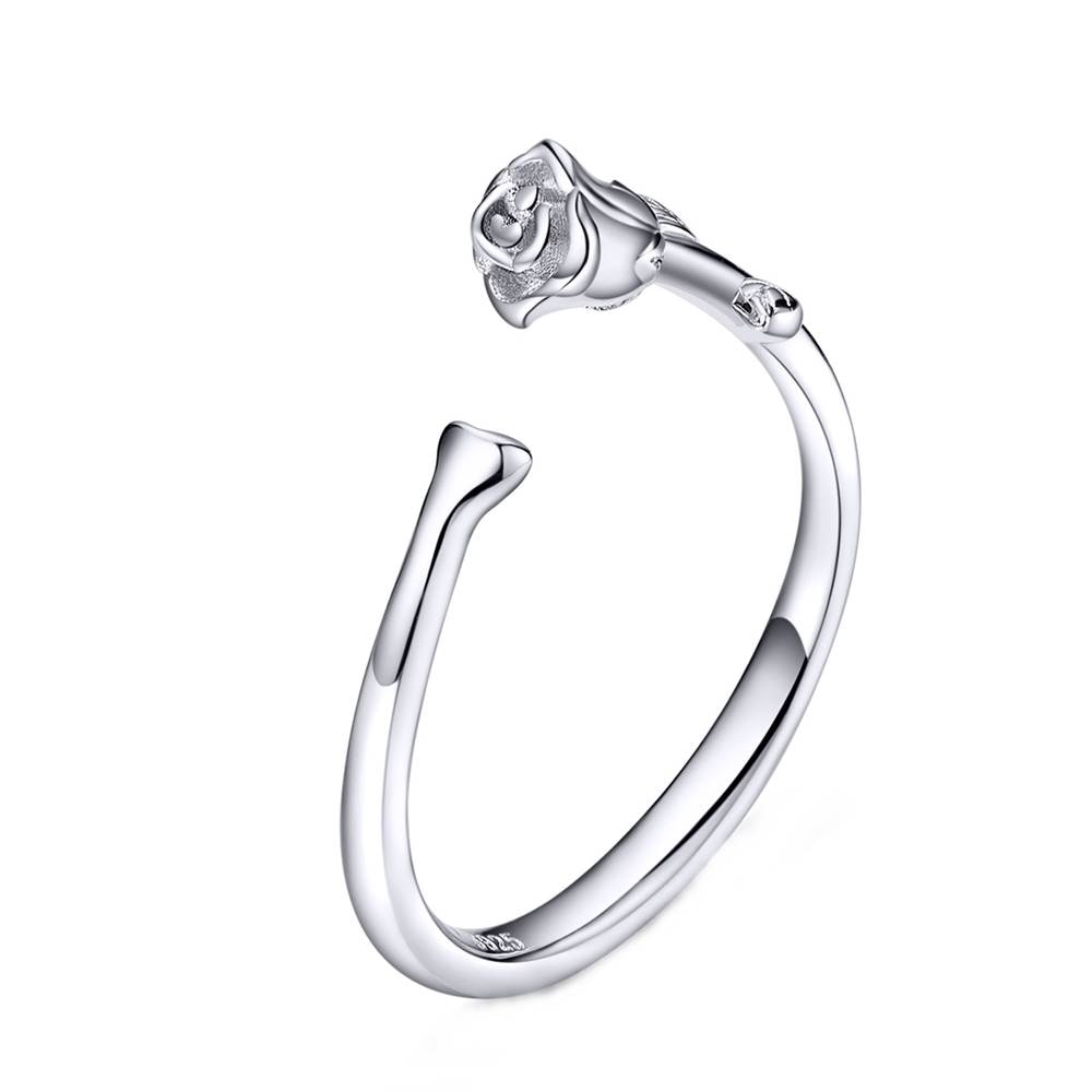 Inel reglabil din Argint, placat cu Rodiu, Simple Rose - eMAG.ro