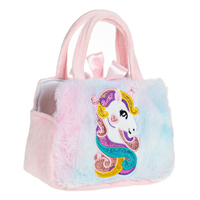 Unicorn de Plus Alb in Geanta cu Blana Colorata Glitter 20cm - eMAG.ro