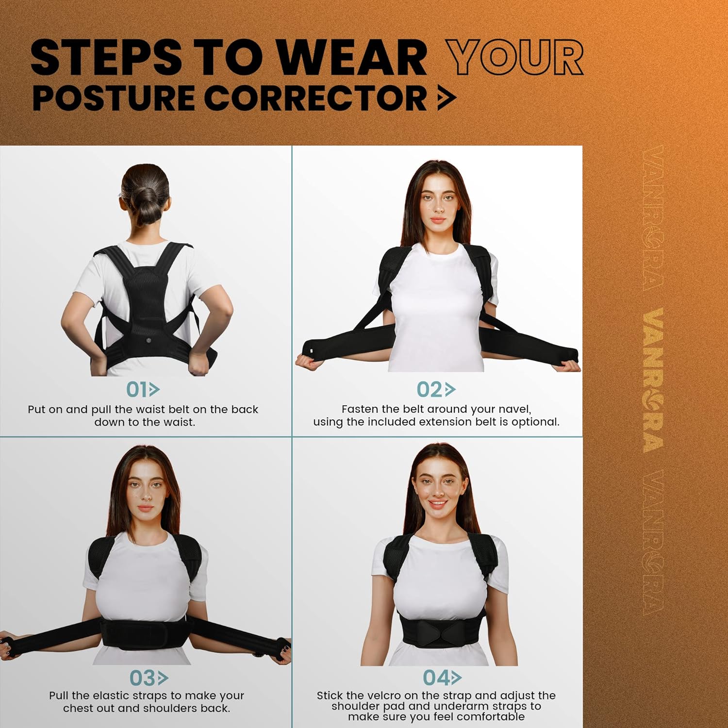 Corset Postural pentru un Spate Armonios, Premium, Suport vertical 360 ...