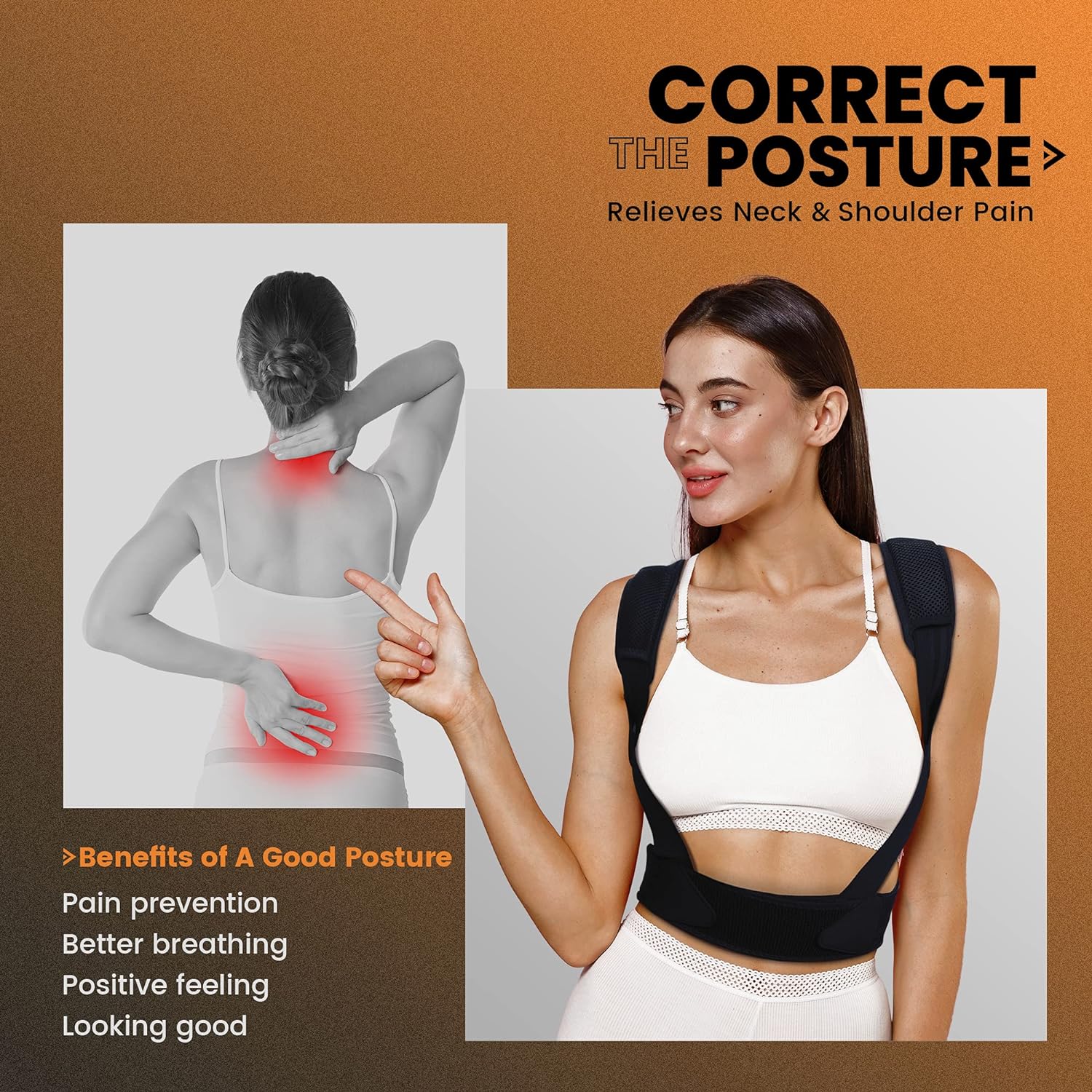 Corset Postural pentru un Spate Armonios, Premium, Suport vertical 360 ...
