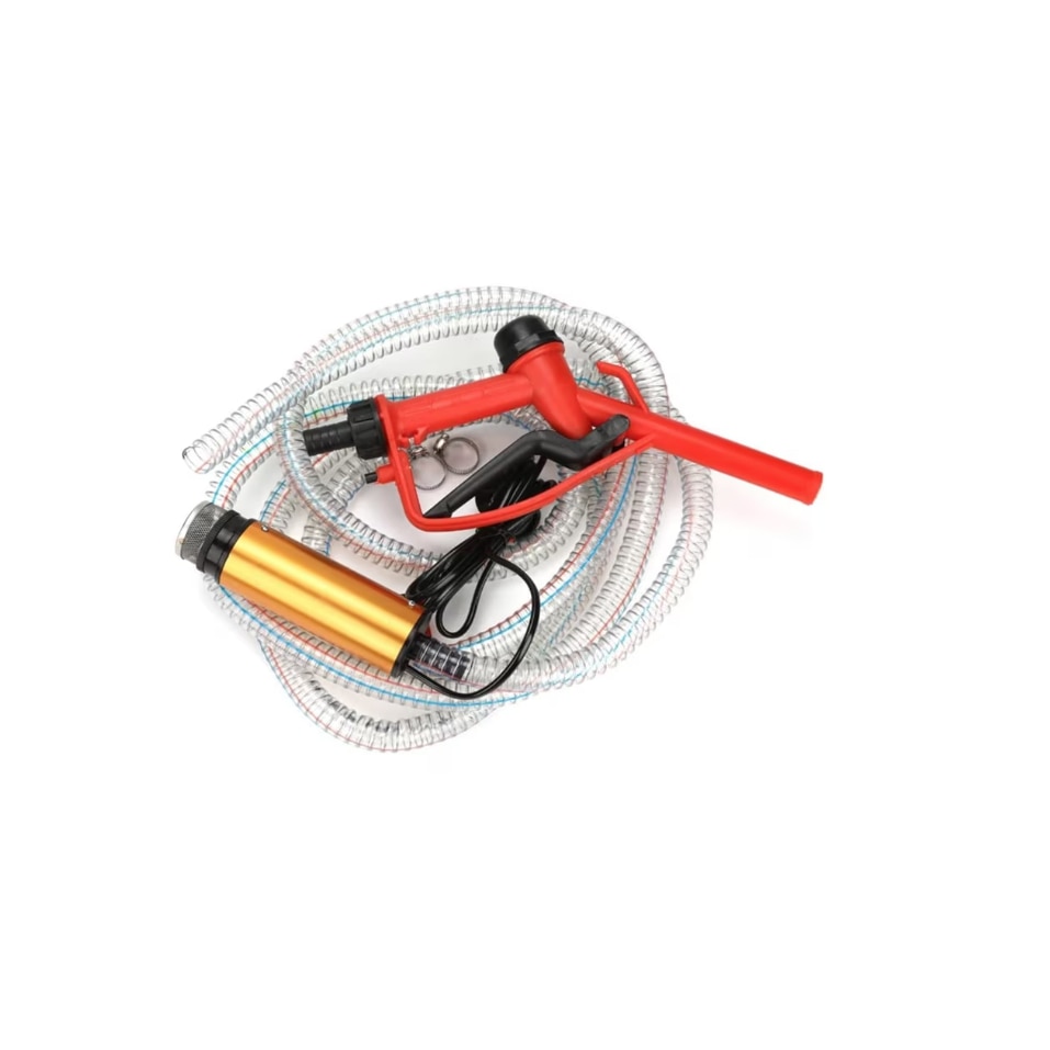 Pachet pompa transfer benzina motorina si alte lichide 12V cu furtun si ...