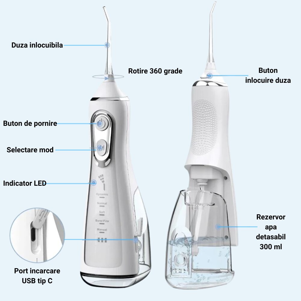 Иригатор за устна кухина YOTEP, душ за уста, 5 нива на скорост ...