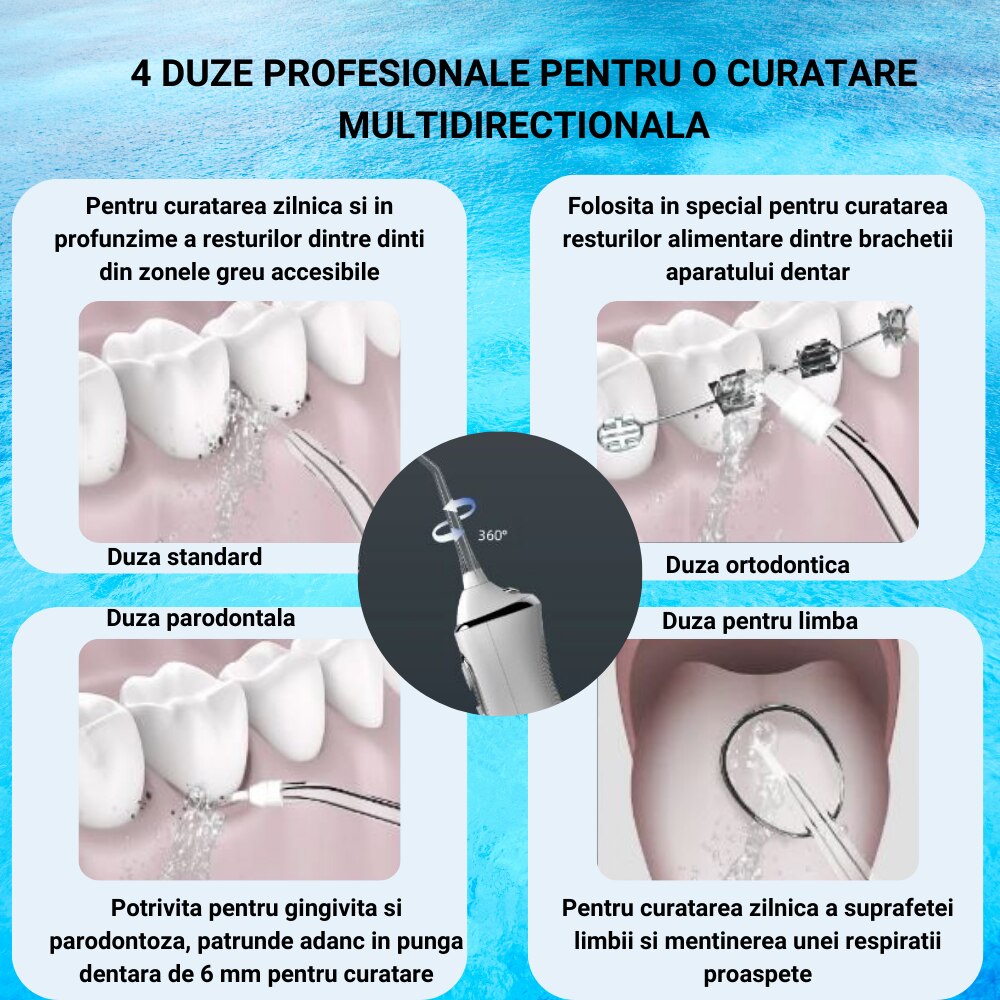 Иригатор за устна кухина YOTEP, душ за уста, 5 нива на скорост ...