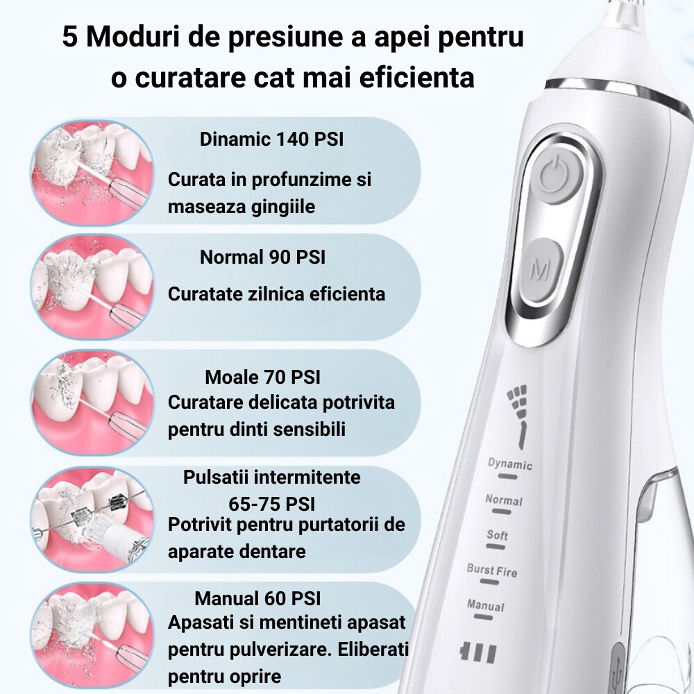Иригатор за устна кухина YOTEP, душ за уста, 5 нива на скорост ...