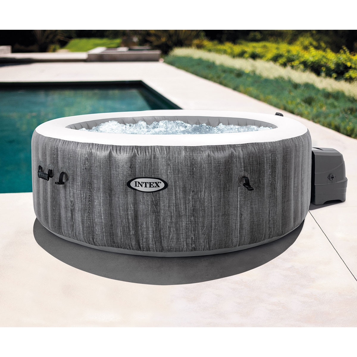 Felfújható jakuzzi légfúvókákkal INTEX, PureSpa Deluxe, szürke - eMAG.hu