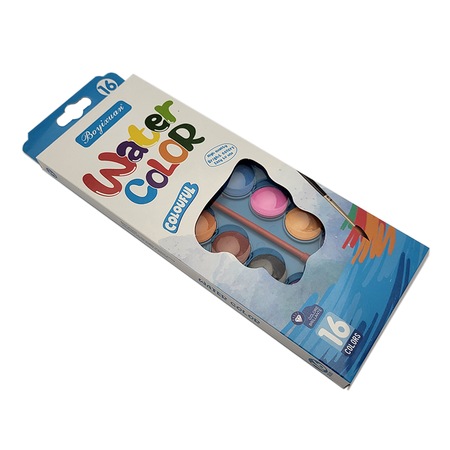 Acuarele apa 16 culori cu pensula, albastra - eMAG.ro