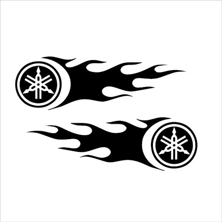Стикер x2, Yamaha Logo Flames, черен, 25 см - eMAG.bg