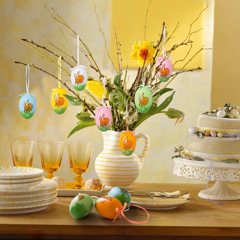 Set de 12 oua colorate pentru Paste Naler, plastic, multicolor, 6 x 4 ...