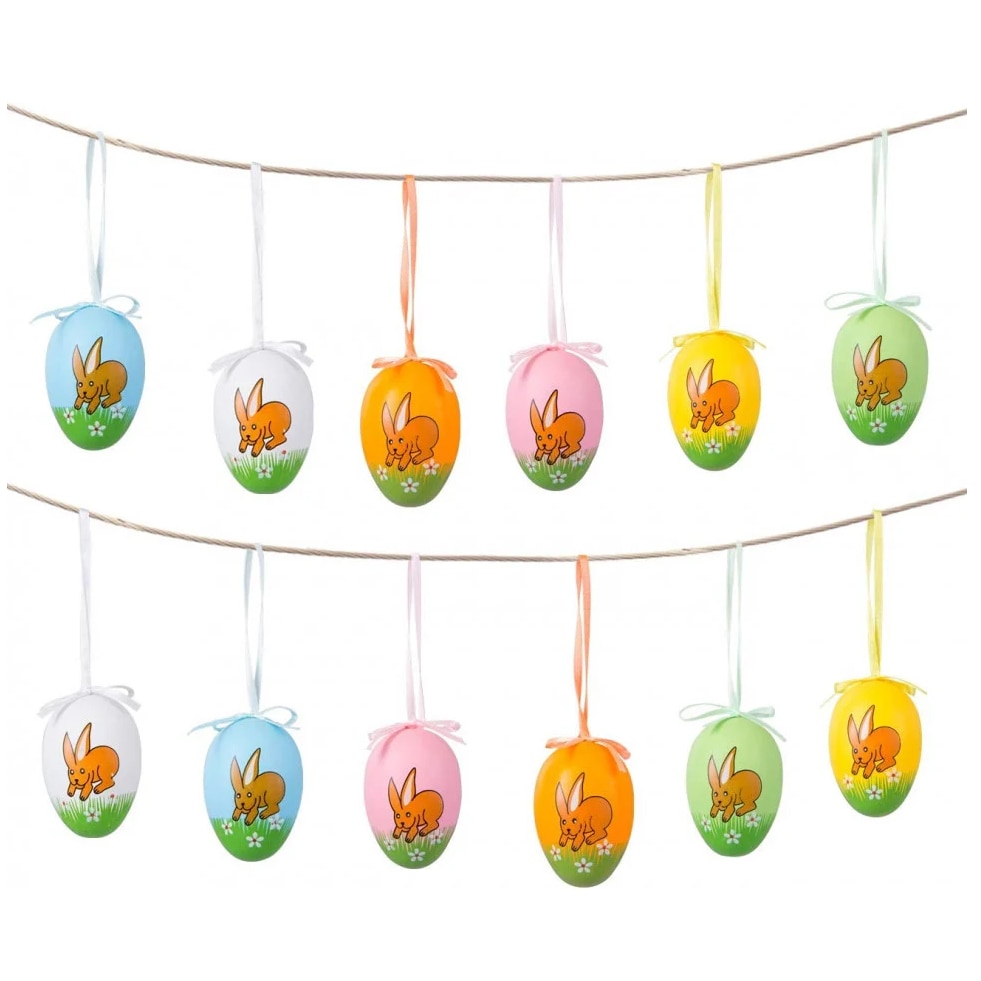 Set de 12 oua colorate pentru Paste Naler, plastic, multicolor, 6 x 4 ...