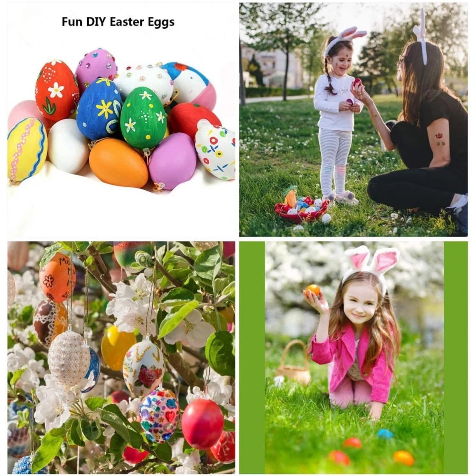 Set de 24 oua colorate pentru Paste Tzmy-Ue, plastic, multicolor, 6 x 4 ...