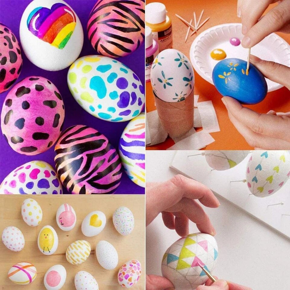 Set de 24 oua colorate pentru Paste Tzmy-Ue, plastic, multicolor, 6 x 4 ...