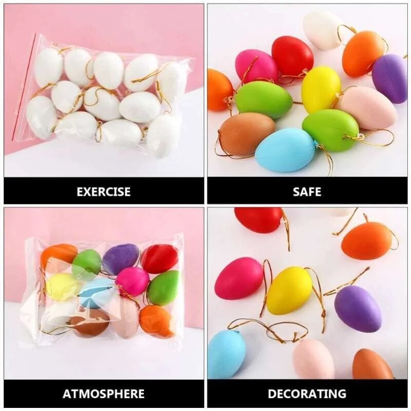 Set de 24 oua colorate pentru Paste Tzmy-Ue, plastic, multicolor, 6 x 4 ...