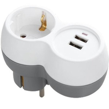 Adaptor priza Technik, 1 priza, 2x USB-A, Alb - eMAG.ro