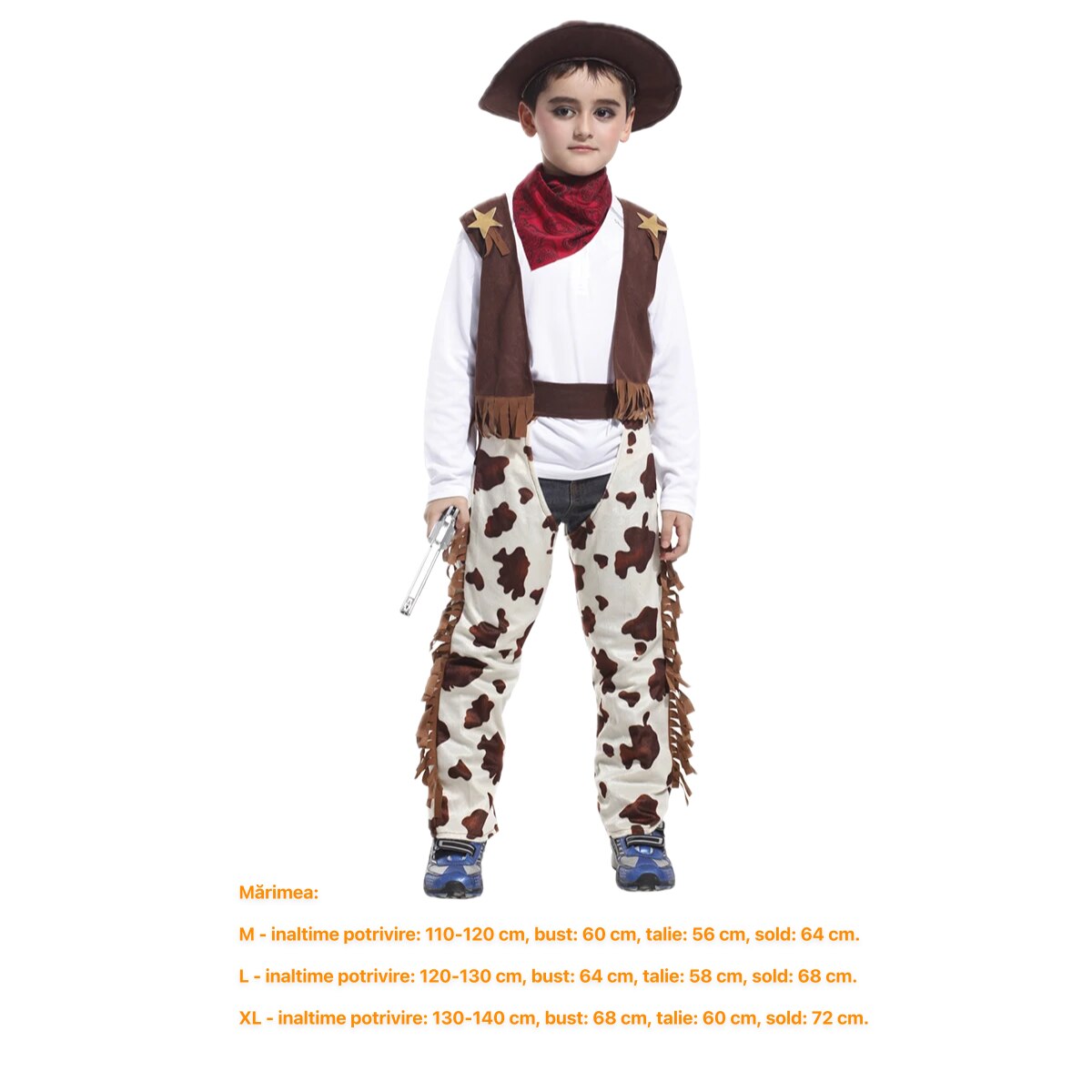 Costum de cowboy ARIN®, pentru copii, 5-7 ani, 110-120 cm - eMAG.ro