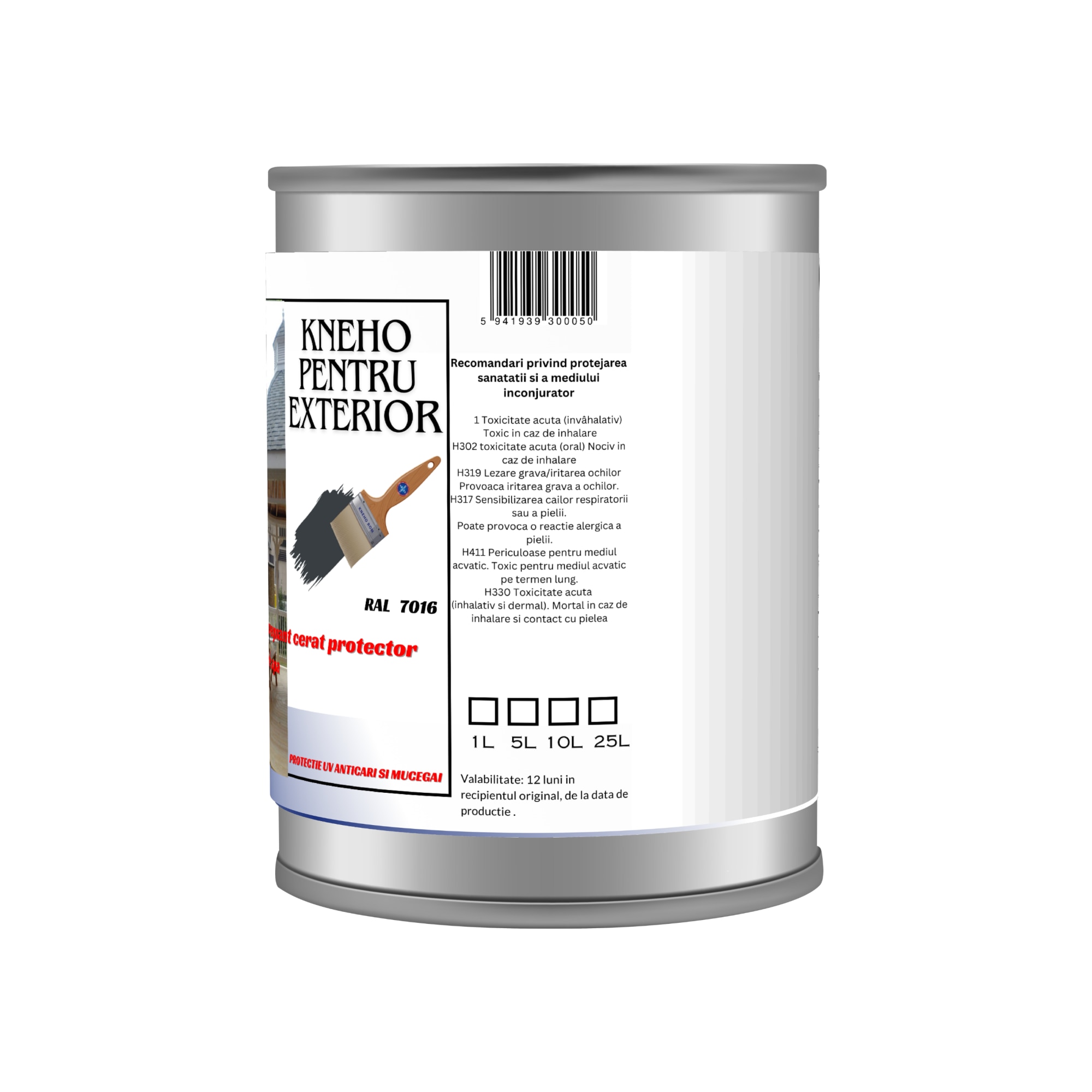 Lac, lazur, impregnant cerat pe baza de apa gri inchis, RAL 7016, 1l ...