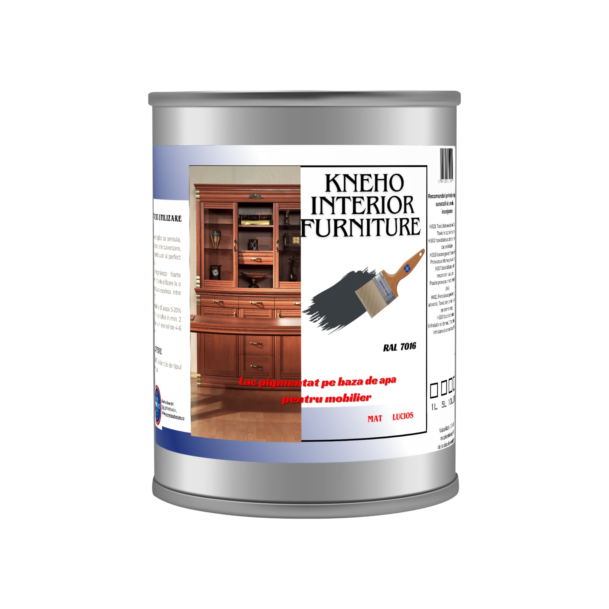 Lac pe baza de apa pentru mobilier de interior gri inchis, RAL 7016, 1L ...