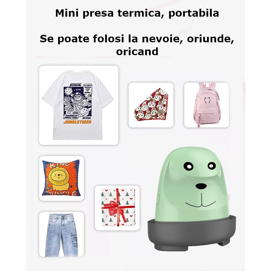 Mini presa imprimare termica, multifunctionala, portabila, pentru haine ...