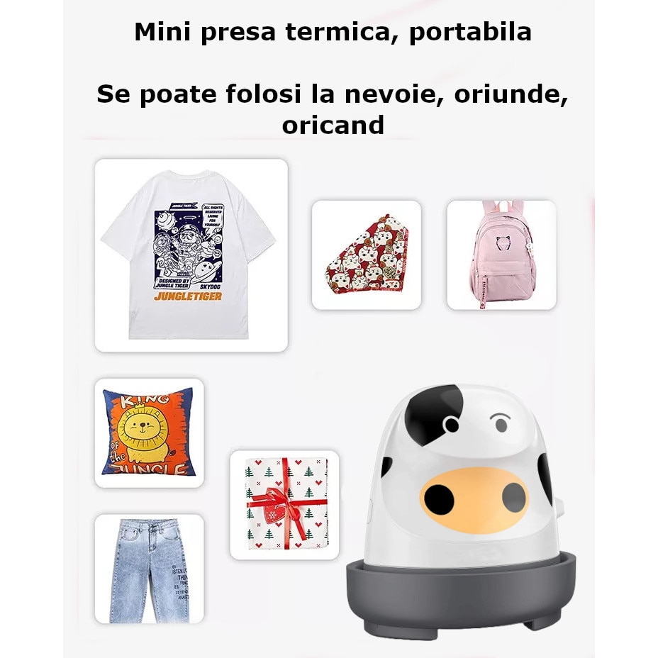 Mini presa imprimare termica, multifunctionala, portabila, pentru haine ...