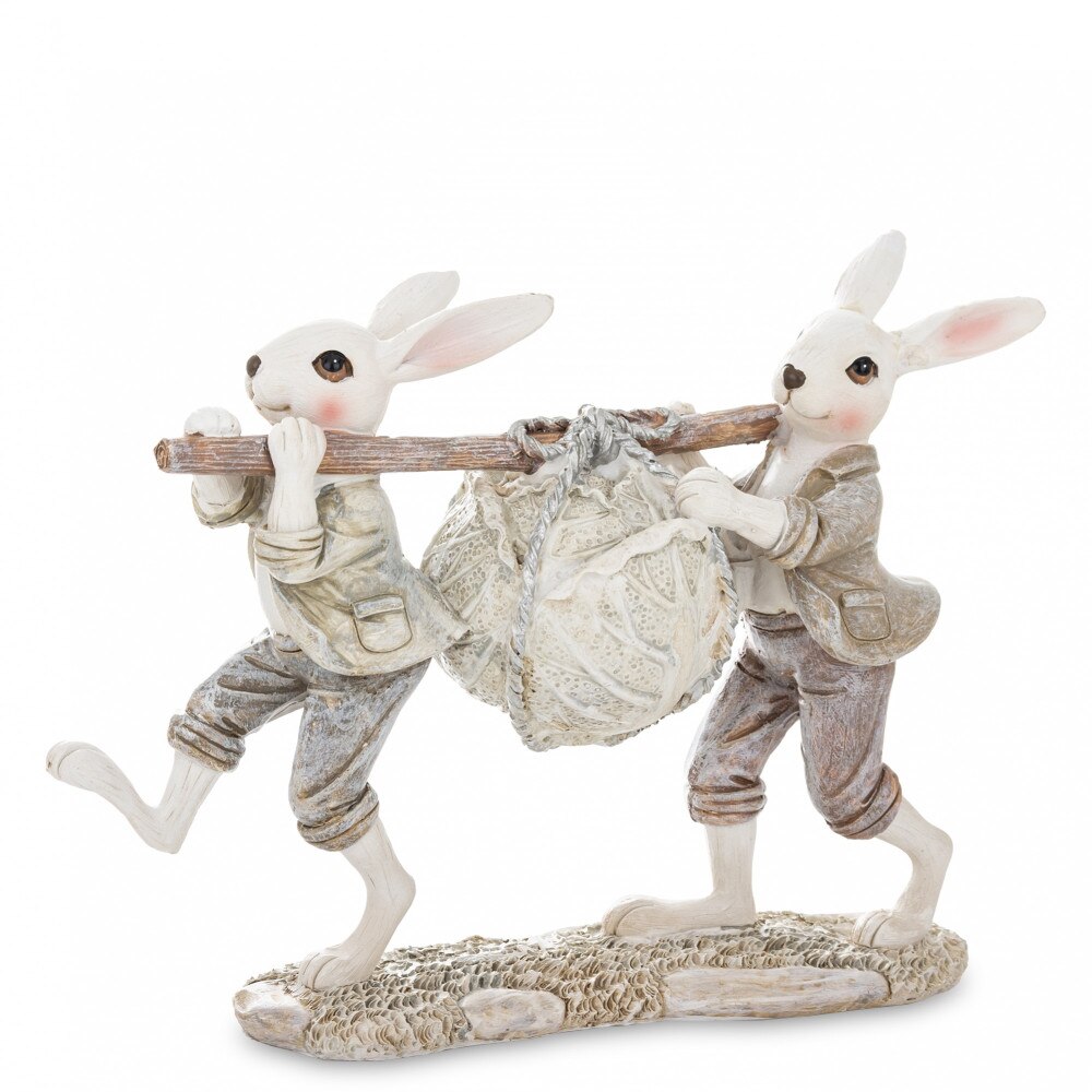 Figurina decorativa iepuri, 16 x 20 cm, Gri - eMAG.ro