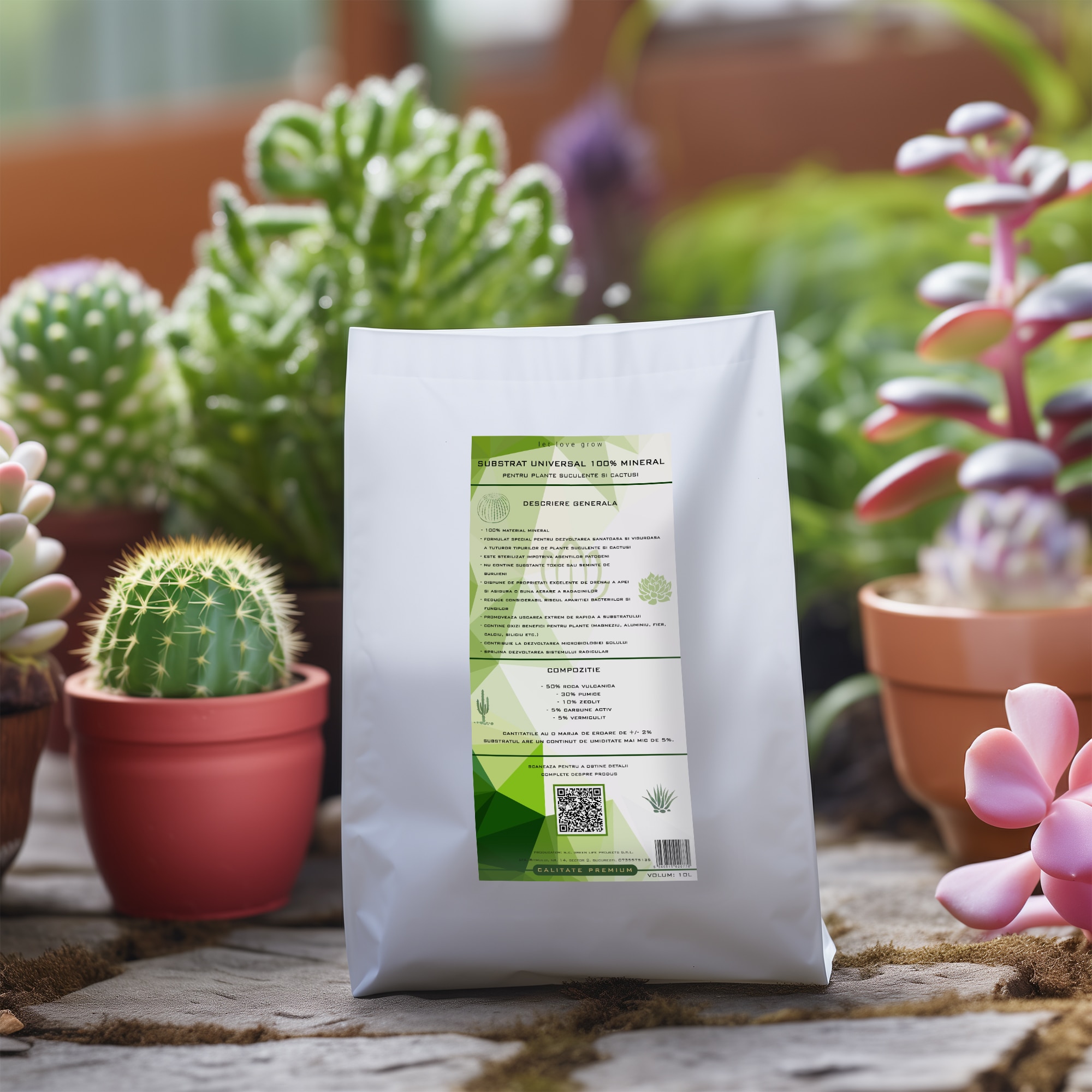 Substrat Universal 100% mineral pentru plante suculente si cactusi, 10L ...