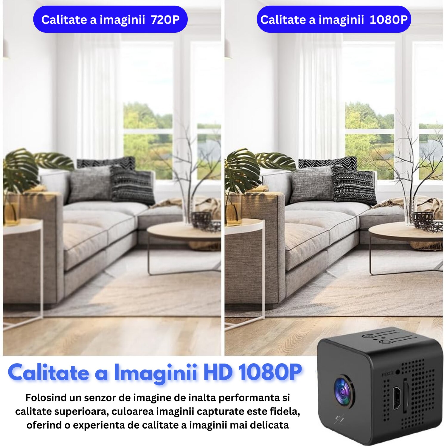 Mini camera magnetica, EJ PRODUCTS, X1, 4K-HD, rotatie 360°, unghi de ...