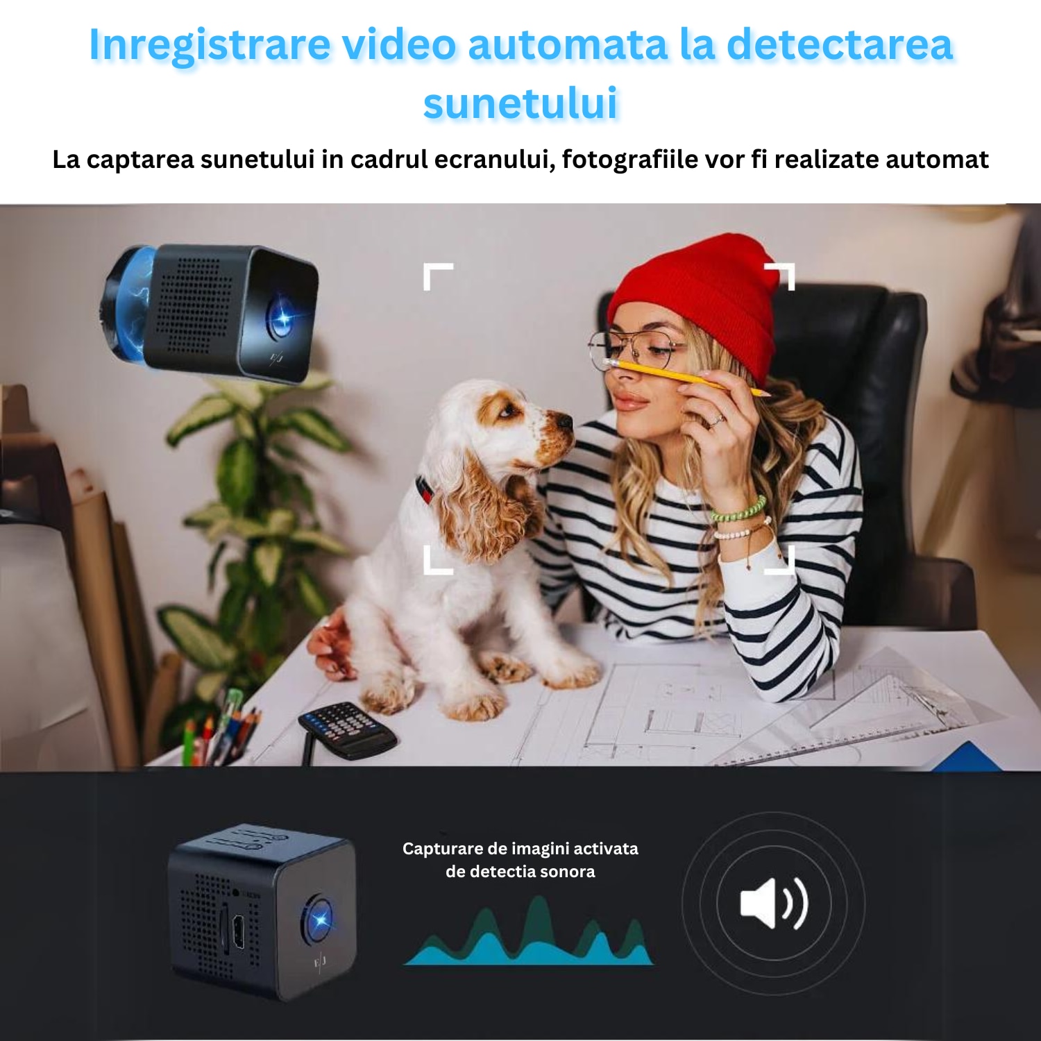 Mini camera magnetica, EJ PRODUCTS, X1, 4K-HD, rotatie 360°, unghi de ...