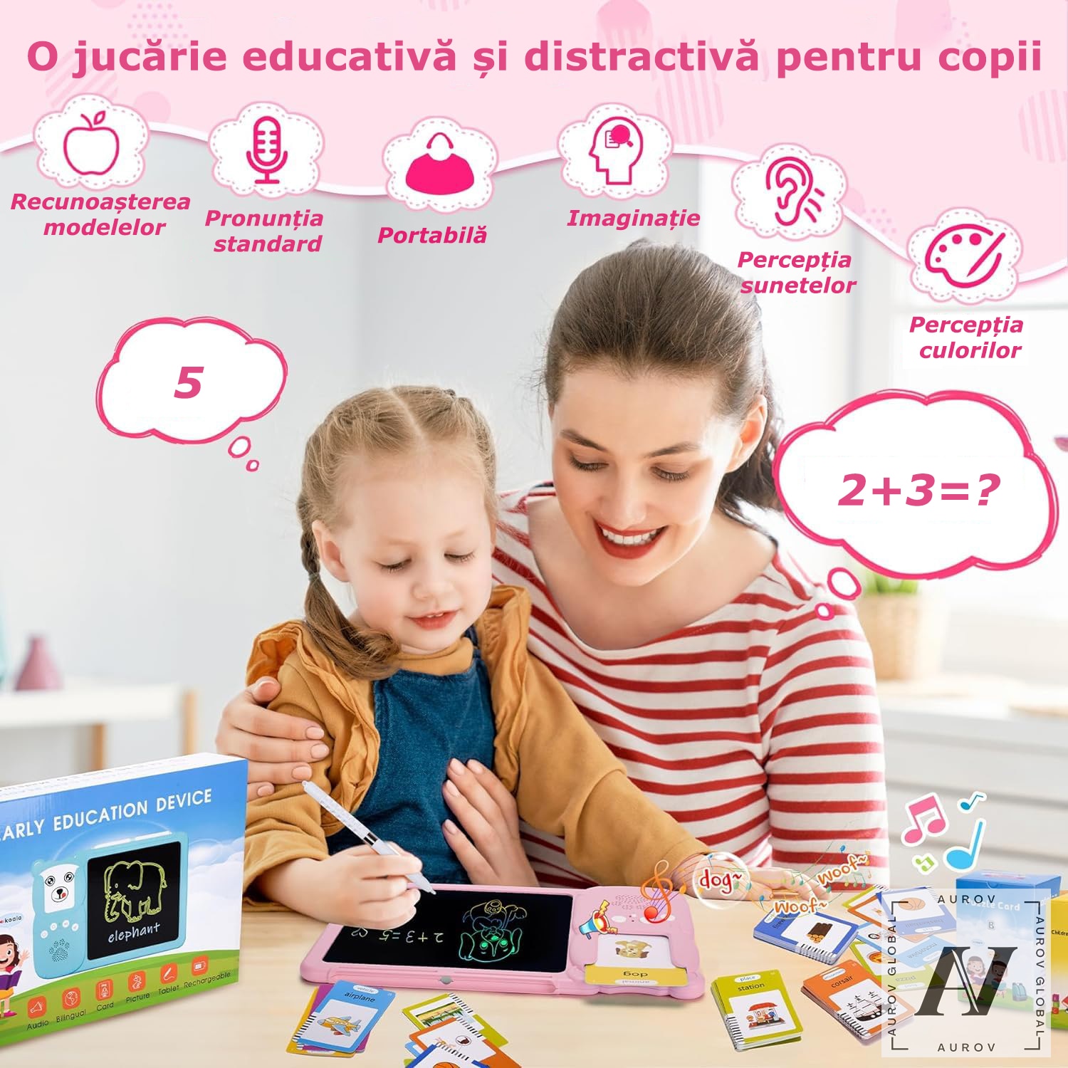 Jucarie educativa Montessori cu tableta LCD de scris si desenat pentru ...