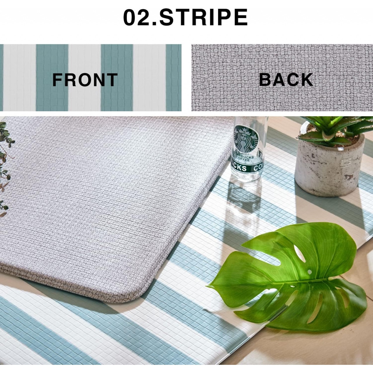 Пътека за кухня Innohouse, PVC, бяло/зелено/сиво, 46 х 124 см - eMAG.bg