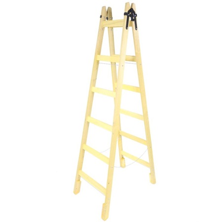 Scara lemn, pentru zugrav, 6 trepte, 219 cm, galbena - eMAG.ro