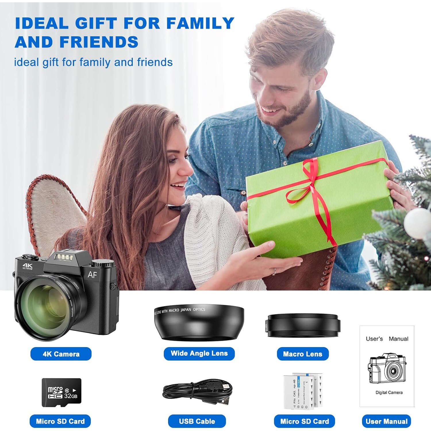 Camera video digitala, 4k, 48MP cu focalizare automata, card 32 gb ...