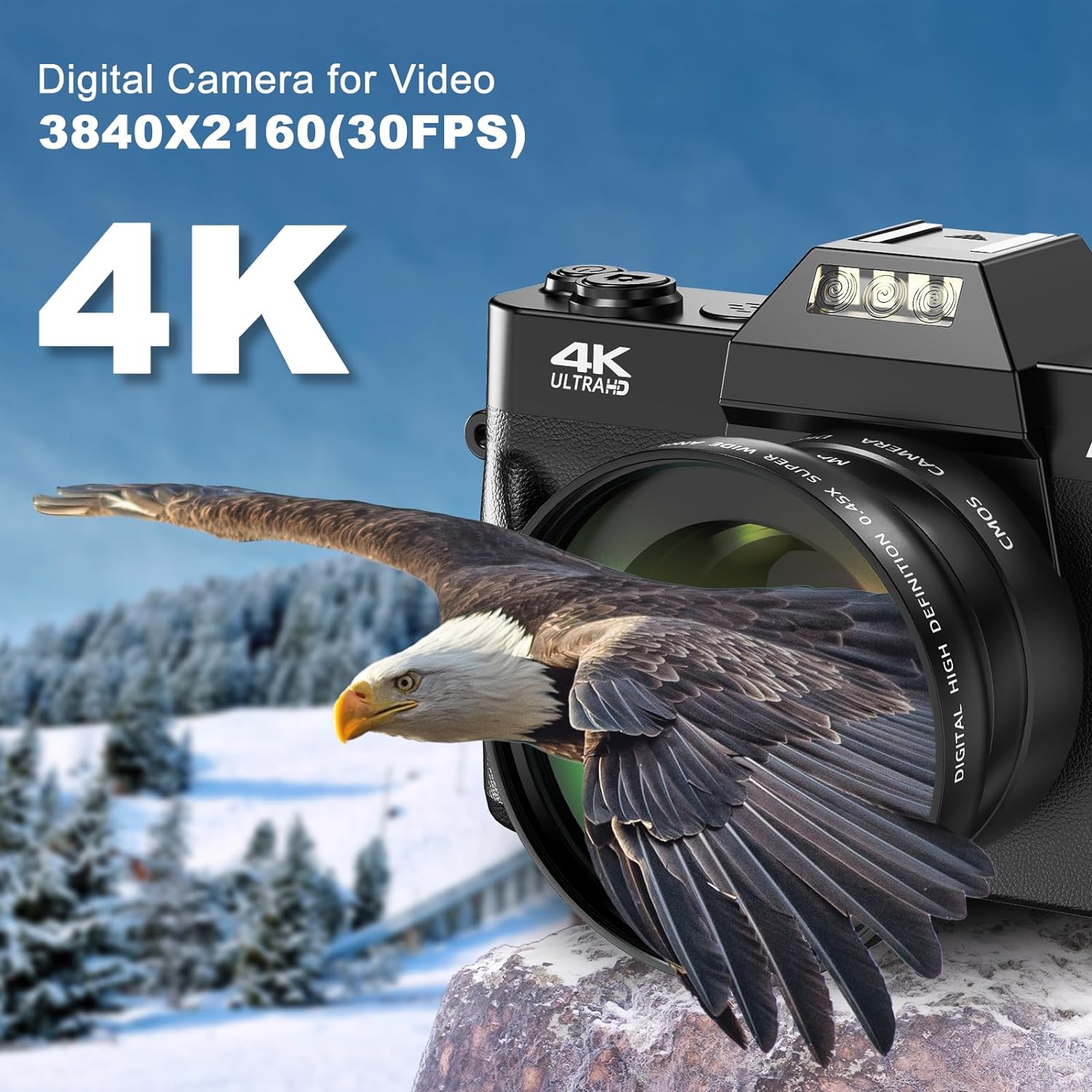 Camera video digitala, 4k, 48MP cu focalizare automata, card 32 gb ...
