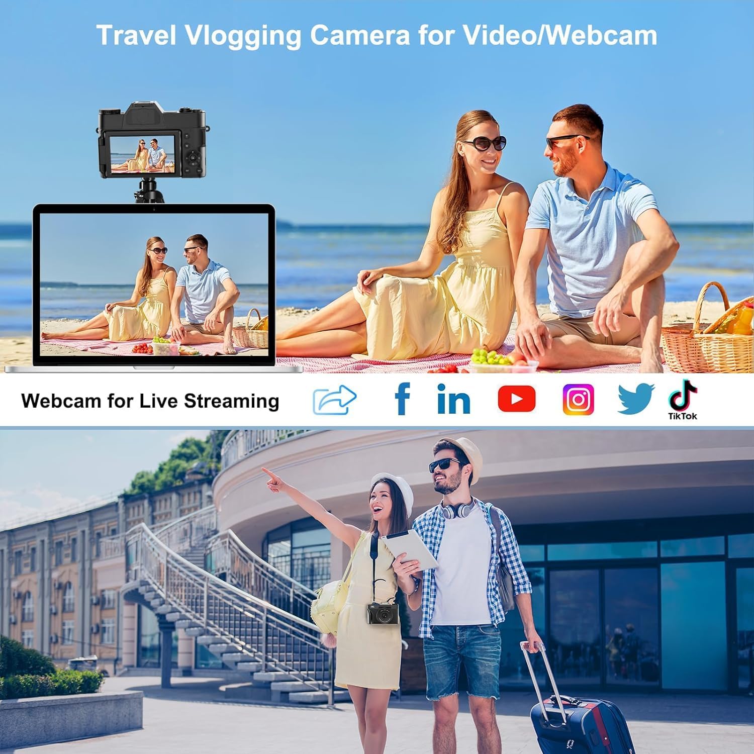 Camera video digitala, compacta, 4k, 56 megapixeli, zoom 16x, card 32 ...